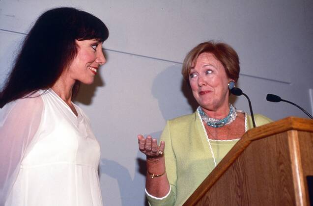 ANOTHER WORLD, from left: Victoria Wyndham, producer Mary Alice Dwyer ...