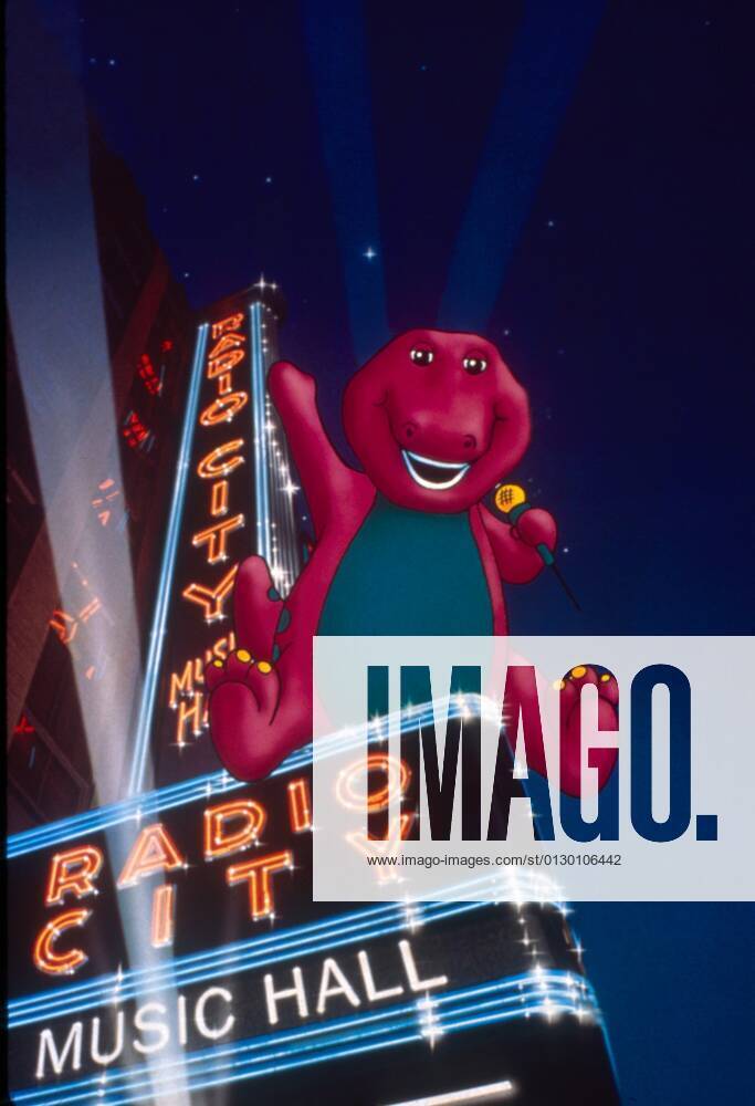BARNEY AND FRIENDS, Barney the dinosaur, on the marquee at Radio City ...
