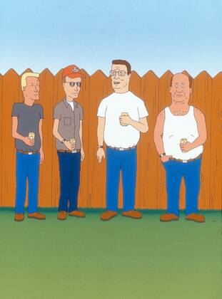 KING OF THE HILL, from left: Boomhauer, Dale Gribble, Hank Hill, Bill ...
