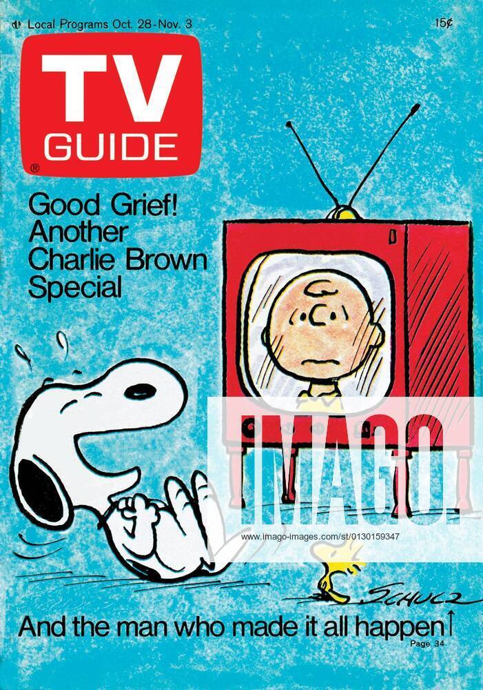 PEANUTS, Snoopy, Charlie Brown, Woodstock, TV GUIDE cover, October 28 - Illustration by Charles