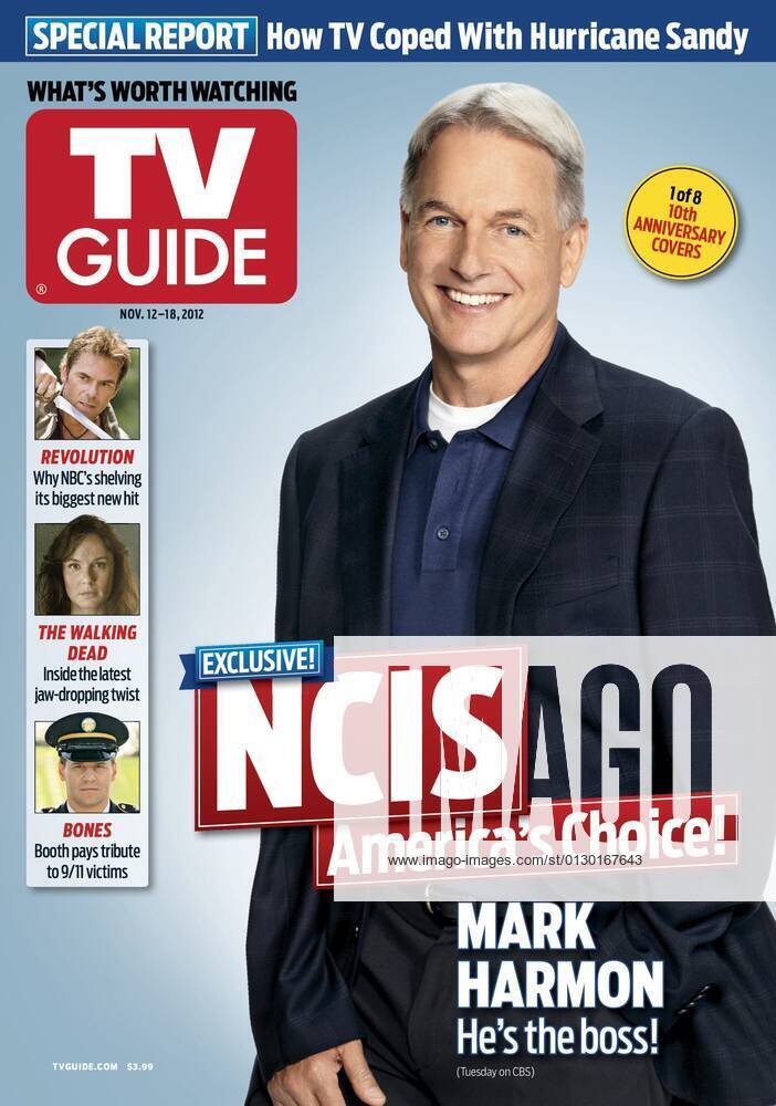 NCIS, Mark Harmon, TV GUIDE cover, November 12-18, 2012. TV Guide ...
