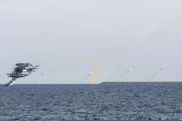 Substation at Kriegers Flak in the Baltic Sea between Denmark, Sweden ...