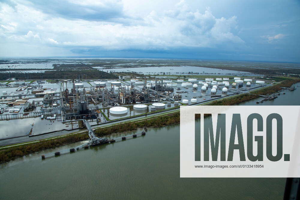 STYLELOCATIONAerial view of a flooded oil refinery caused by Category 4 ...