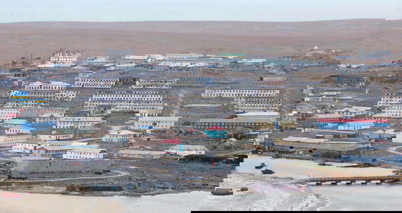 NENETS AUTONOMOUS AREA, RUSSIA – : An aerial view of the settlement of ...