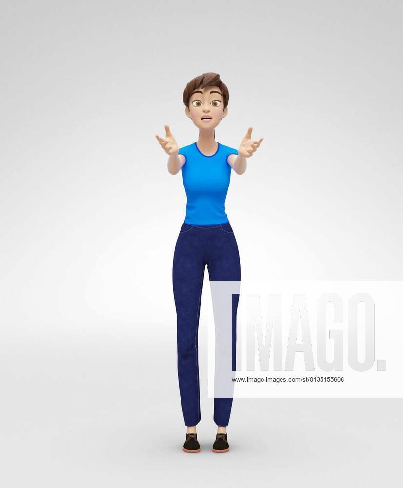 Vulnerable, Sad and Helpless Jenny - 3D Character - Extends Hands Begs ...