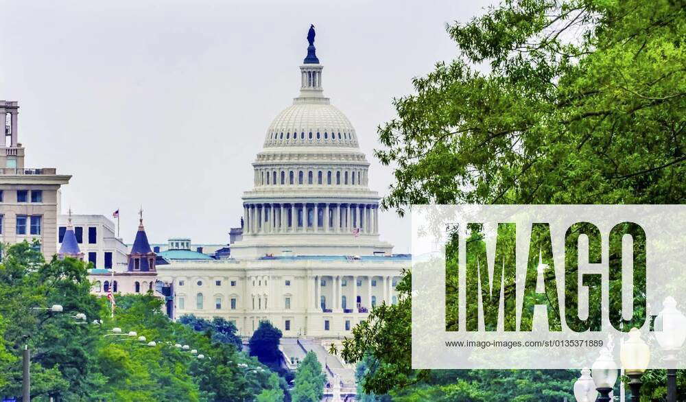 US Capitol Pennsylvania Avenue Summer Green Trees Washington DC