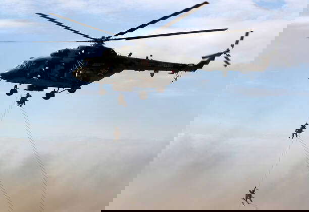 ORENBURG REGION, RUSSIA. SEPTEMBER 14, 2015. A serviceman seen ahead of ...