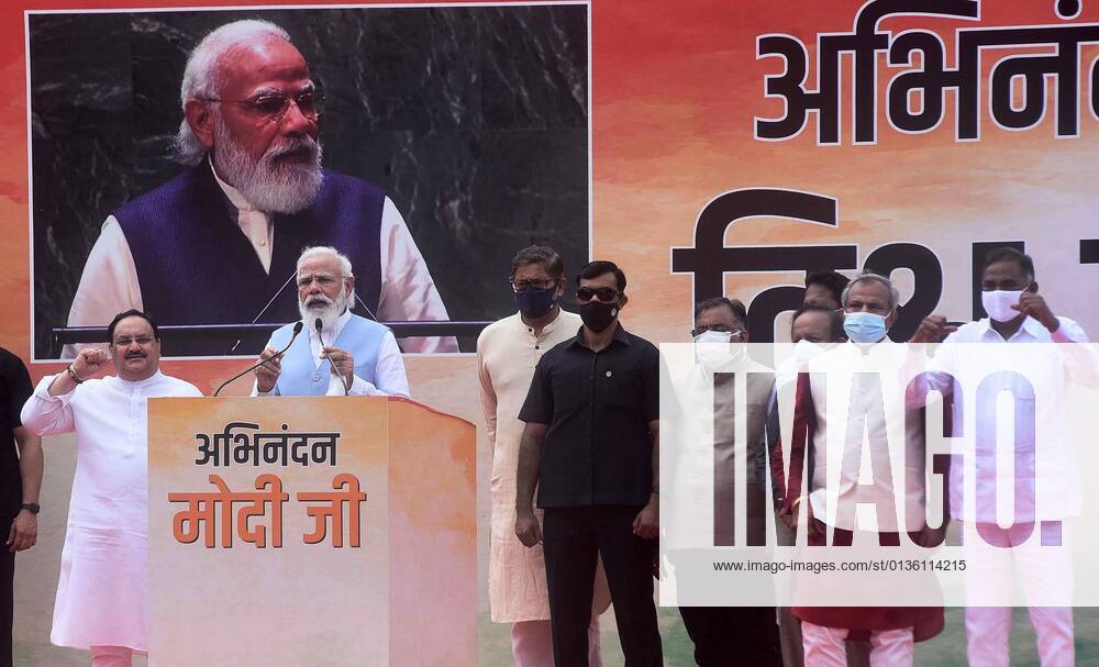 NEW DELHI, INDIA – SEPTEMBER 26: Prime Minister Narendra Modi received grand welcome by party