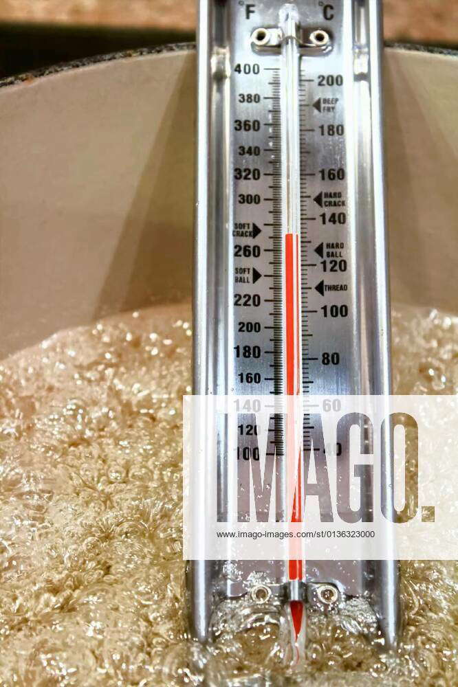 Sugar boiling through the various candy stages