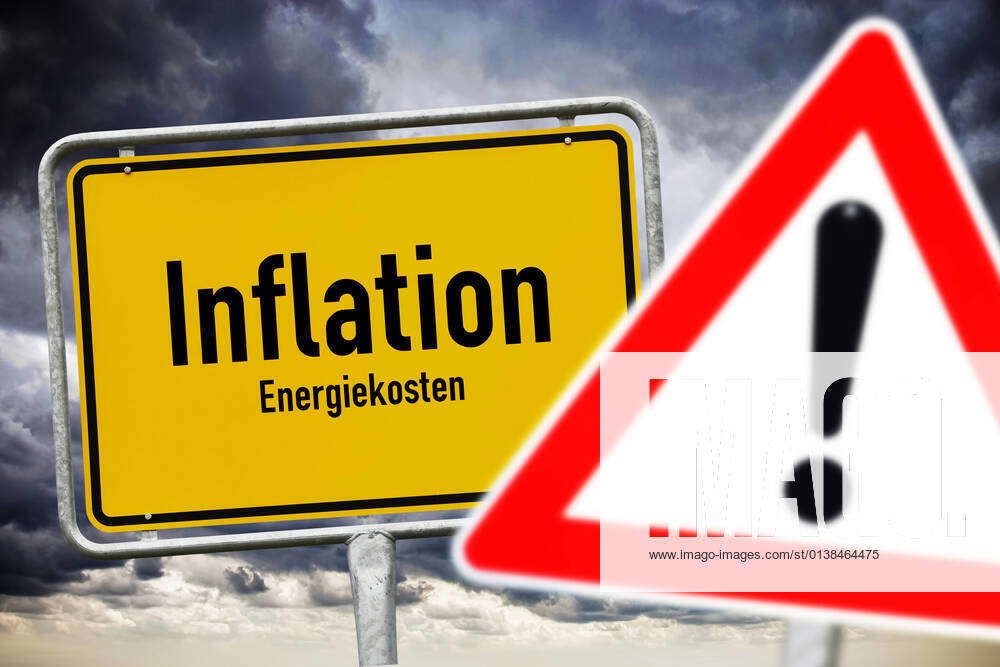 PHOTOMONTAGE, local sign inflation and energy costs, increase in inflation