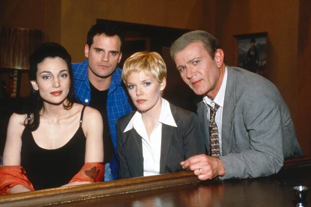 AS THE WORLD TURNS, from left: Annie Parisse, Michael Park, Maura West ...