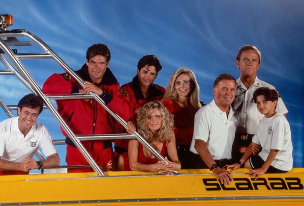 BAYWATCH, from left: Tom McTigue, David Hasselhoff, Billy Warlock ...