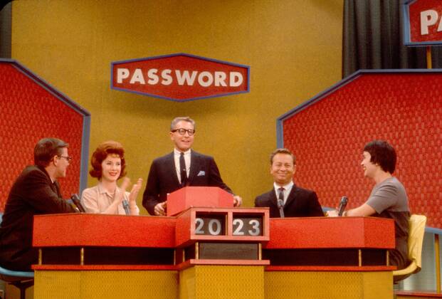PASSWORD, Carmel Quinn, Allen Ludden, host, Mel Torme, 1961-75. photo ...
