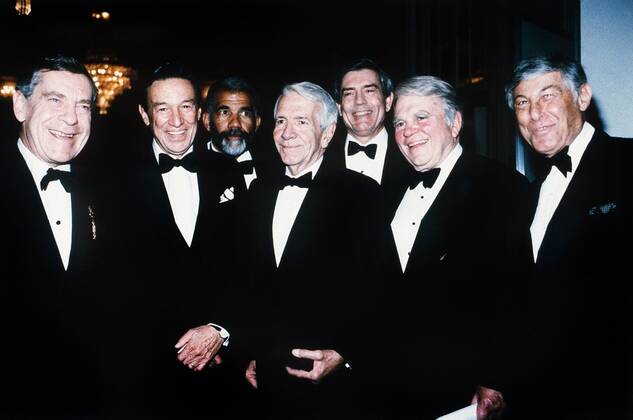 60 MINUTES, from left: Morley Safer, Mike Wallace, Ed Bradley, Harry ...