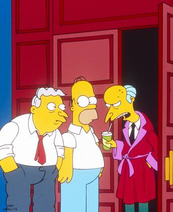 THE SIMPSONS, from left: Larry Burns, Homer Simpson, Mr. Burns, Burns ...