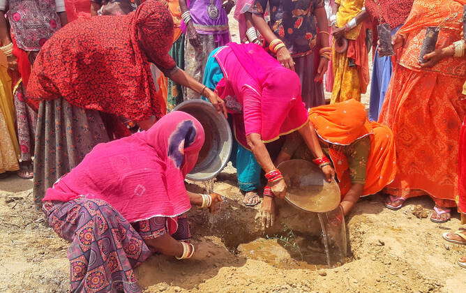 Khejarli massacre day in Rajasthan Women plant a tree on Khejdli ...