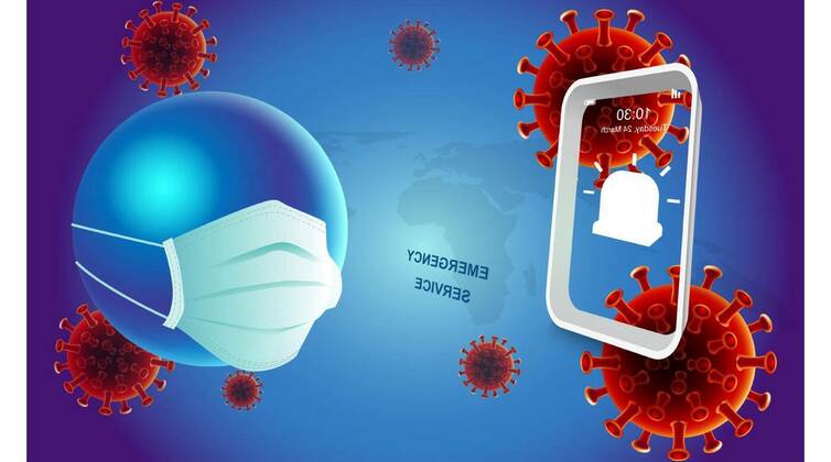 Abstract art of wearing mask to avoid infection