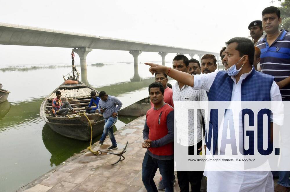 PATNA, INDIA - OCTOBER 25: Bihar Minister Nitin Navin inspects a ghat ...