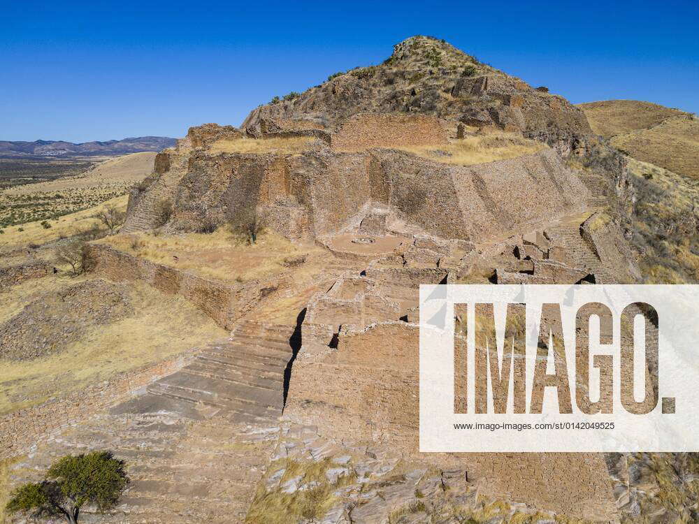 Aerial view of the archaeological site of La Quemada, also known as ...