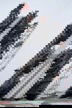 BAIKONUR, KAZAKHSTAN – : The Proton-M rocket with the Briz-M booster ...