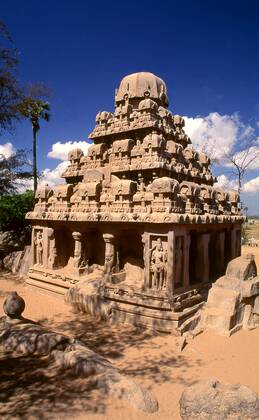 Pancha Rathas is an example of monolithic Indian rock-cut architecture. Dating from the late 7th