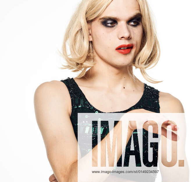 Man In Womens Wig Crossdresser Makeup Lgbt Community Man In Womens Wig