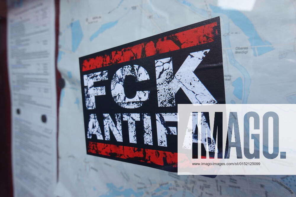 Sticker FCK ANTIFA Fuck Antifa on a showcase