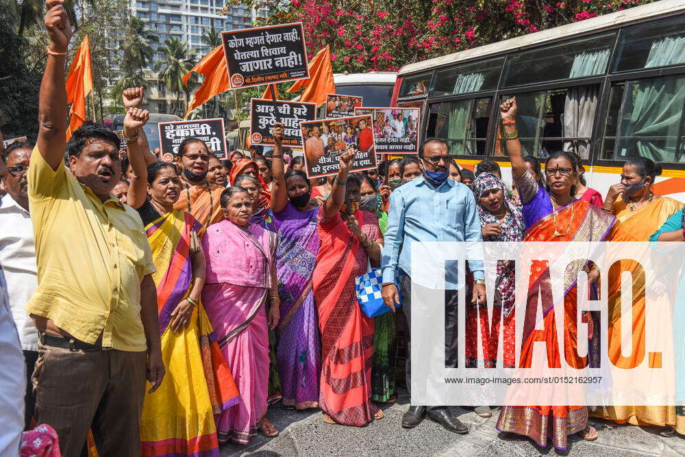 MUMBAI, INDIA - FEBRUARY 25: Shiv Sena MLA Dilip Lande along with local ...