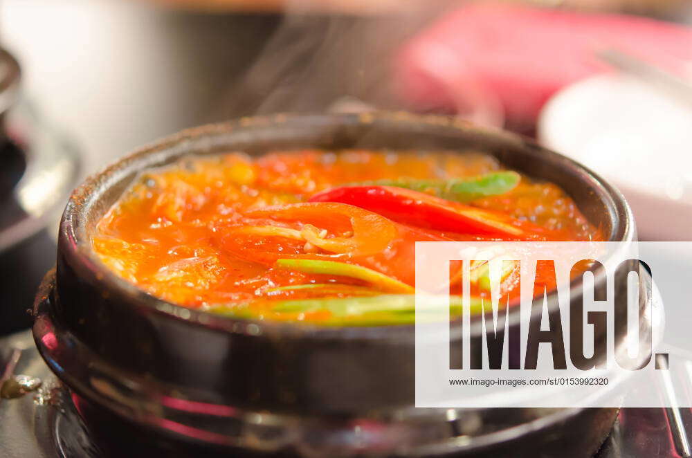 Close up kimchi chigae, korean style soup , hot and spicy, model ...