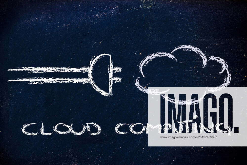 Funny chalk design representing cloud computing , 14874904, chalk, blackboard, design, sketch