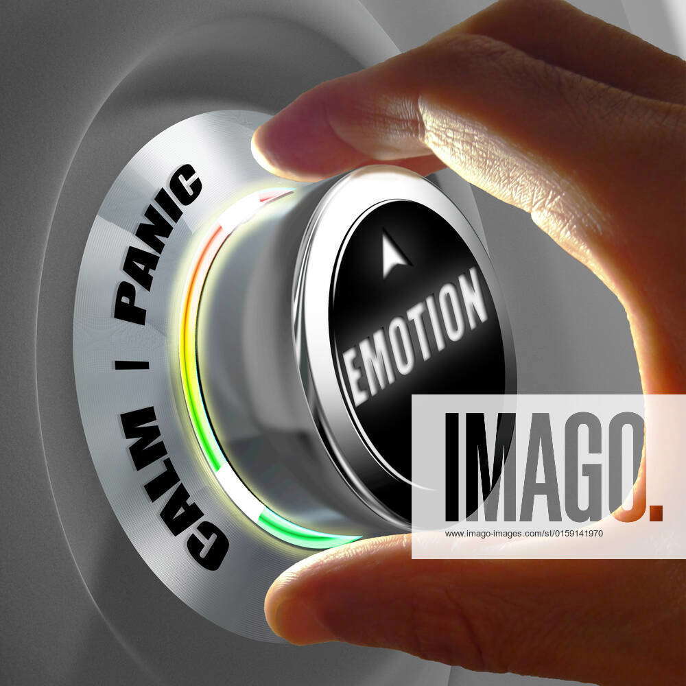 Hand selecting between calm and panic emotion. Concept of emotion ...