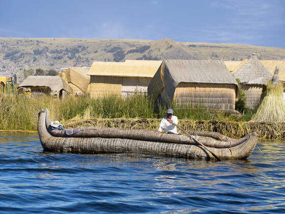 Peru, South America, Titicaca Lake, Uros Indian, Uros Ayamaras ...
