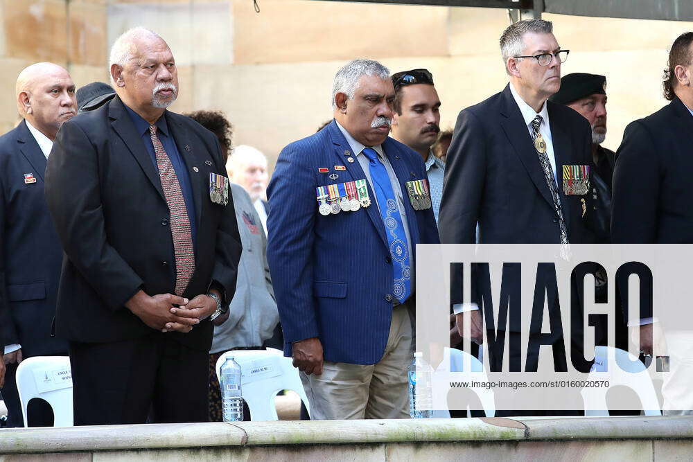 ABORIGINAL AND TORRES STRAIT ISLANDER MEMORIAL, Veterans look on during ...
