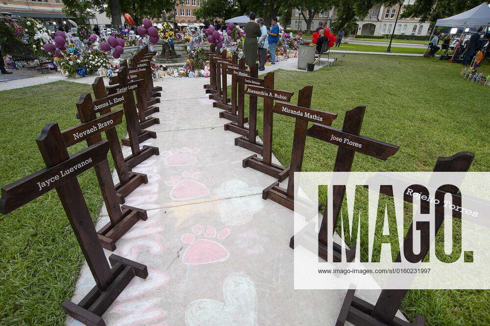 May 29, 2022: Crosses bear the names of the shooting victims in the ...