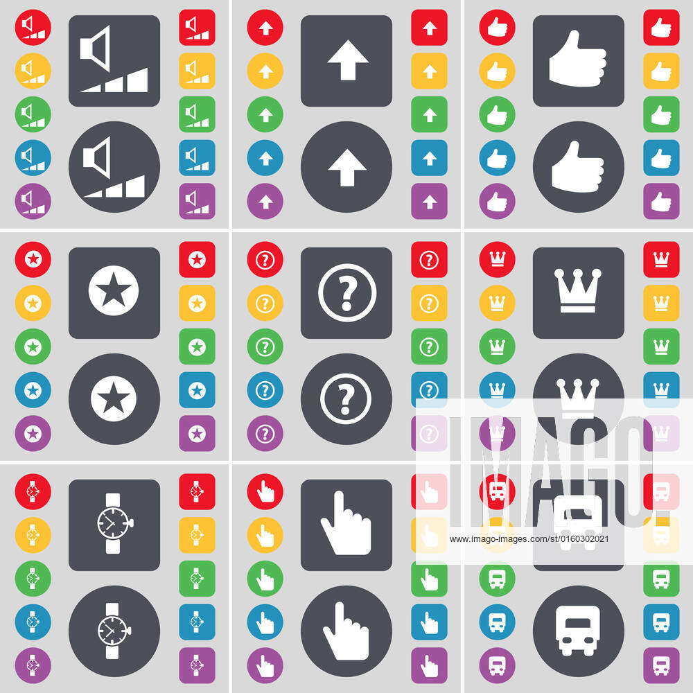 Volume, Arrow up, Like, Star, Question mark, Crown, Wrist watch, Hand ...