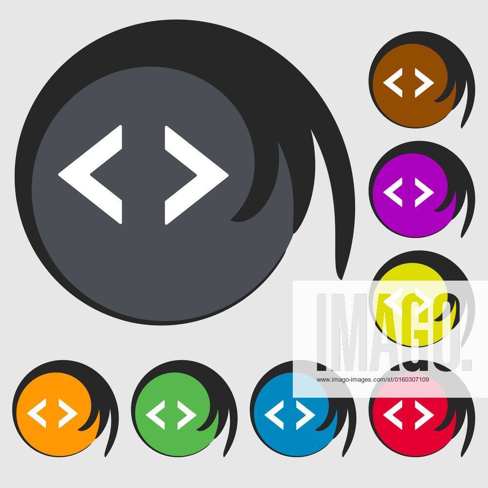 Code sign icon. Programmer symbol. Symbols on eight colored buttons. illustration , 20658746, app