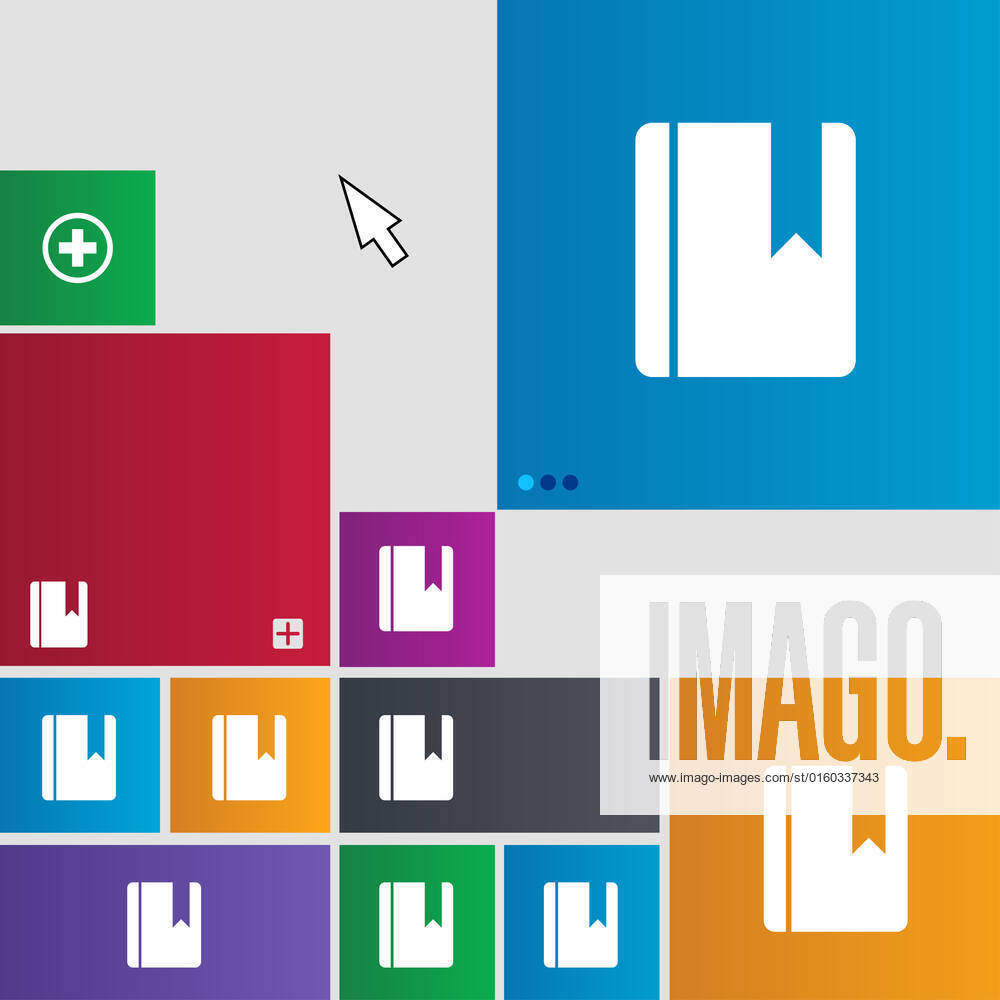 Book bookmark icon sign. Metro style buttons. Modern interface website buttons with cursor pointer