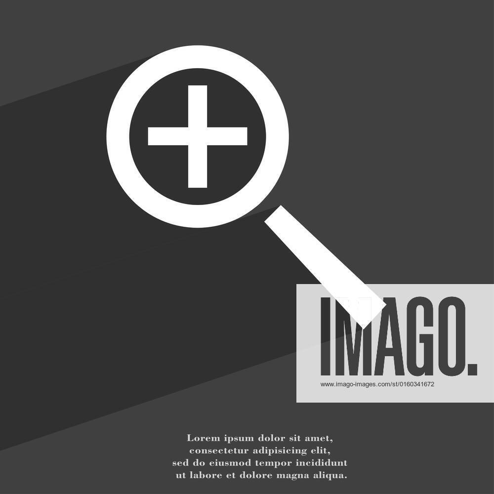 Magnifier glass, Zoom tool icon symbol Flat modern web design with long ...