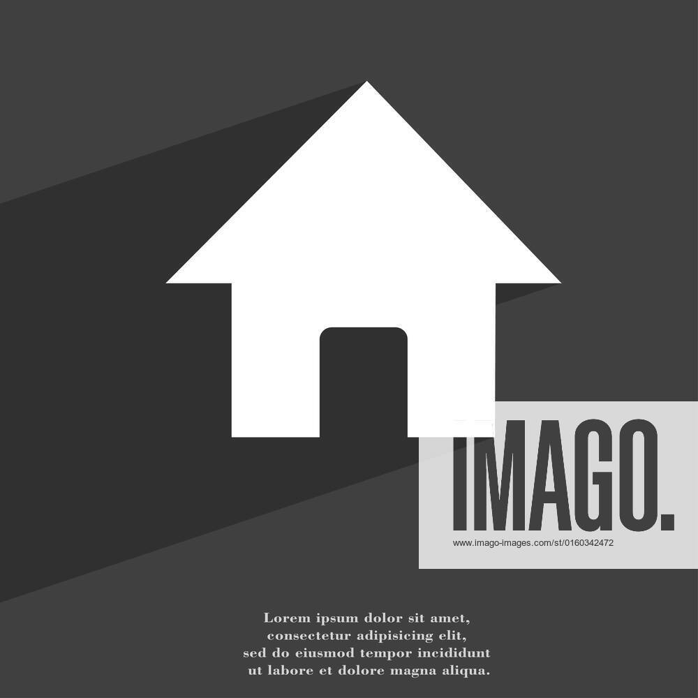 Home, Main page icon symbol Flat modern web design with long shadow and ...