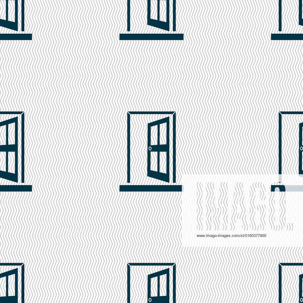 Door, Enter or exit icon sign. Seamless abstract background with ...