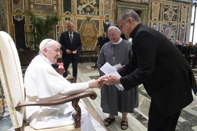 June 4, 2022, VATICAN CITY: This handout picture provided by the shows ...