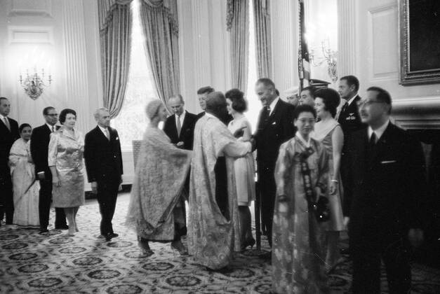 Diplomatic Reception, 6:00PM. President John F. Kennedy, First Lady ...