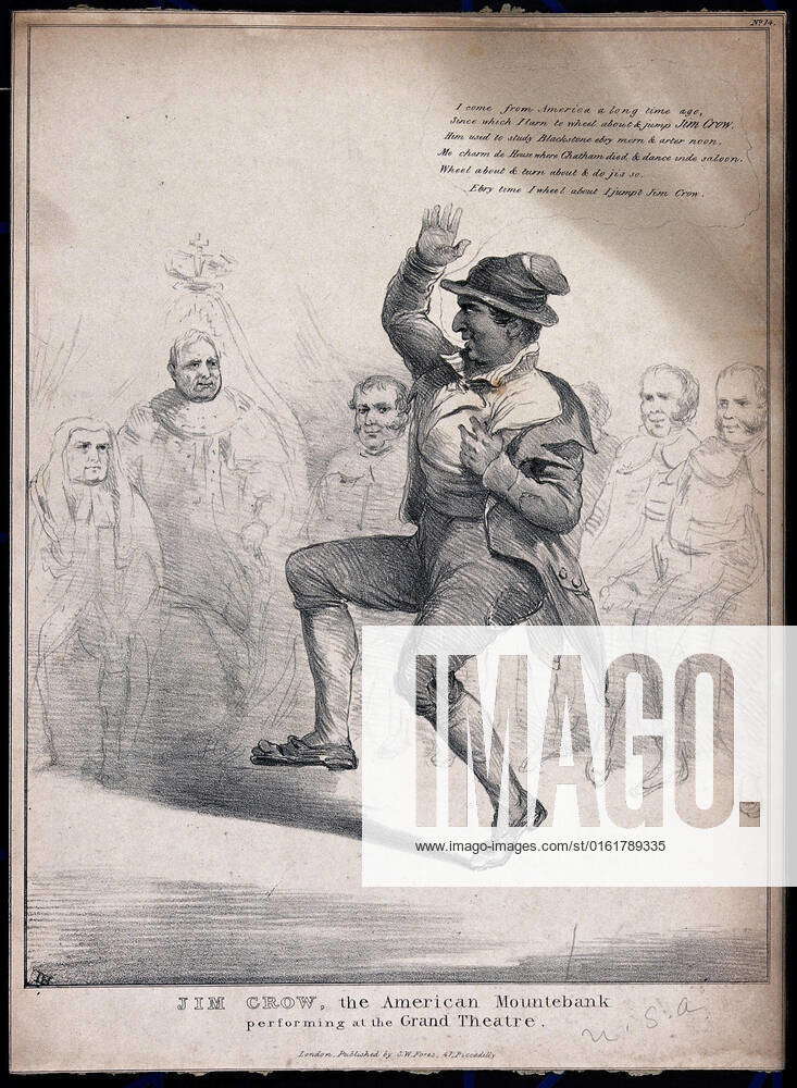 Thomas D. Rice performing the Jump Jim Crow song and dance in front of ...