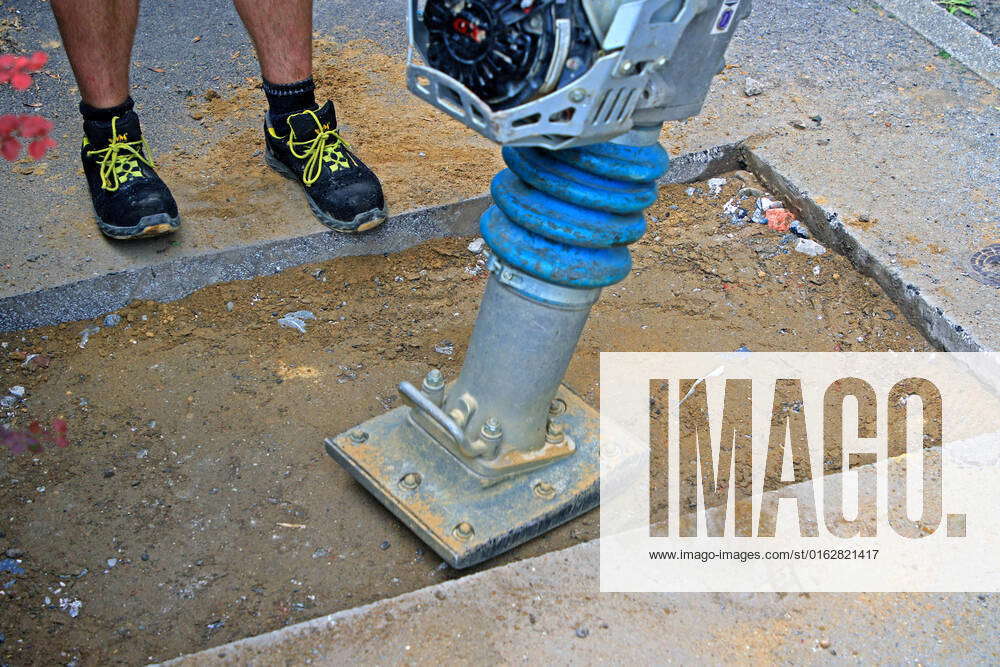 Minor construction work of a water supplier The excavation pit of a ...