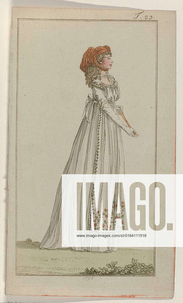 Journal des Luxus und der Moden, 1796, T 23.Standing woman dressed in a ...
