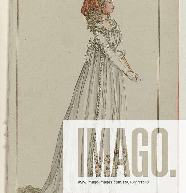 Journal des Luxus und der Moden, 1796, T 23.Standing woman dressed in a ...