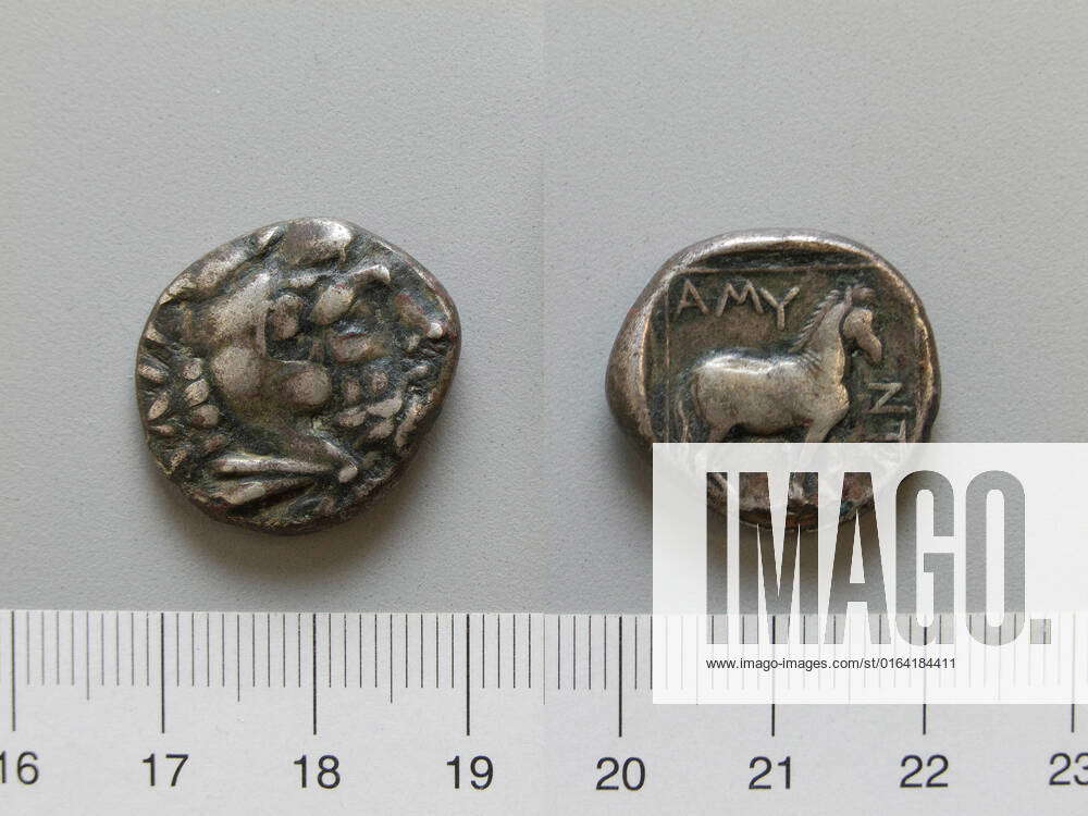 Coin of Amyntas III, King of Macedon from Macedonia. Ruler: Amyntas III ...