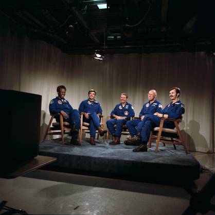 S83-39696 - The five member astronaut crew of the Space Shuttle ...