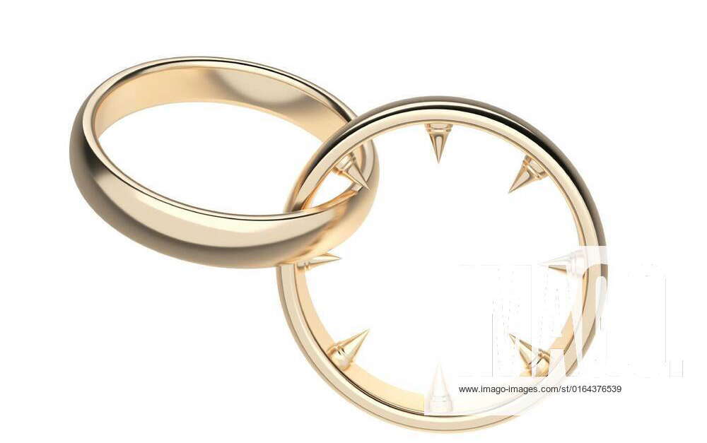 Wedding rings with sharp gold-colored tips., wedding rings with sharp ...
