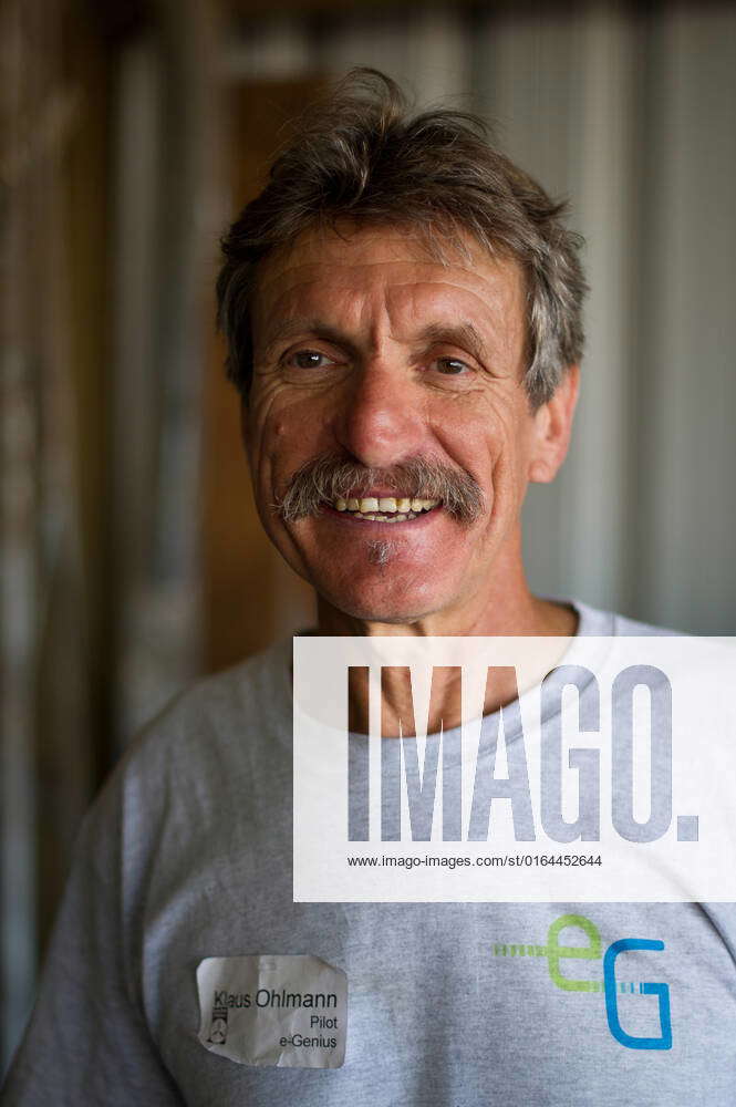 E-Genius Aircraft Pilot Klaus Ohlmann poses for a photograph during the ...